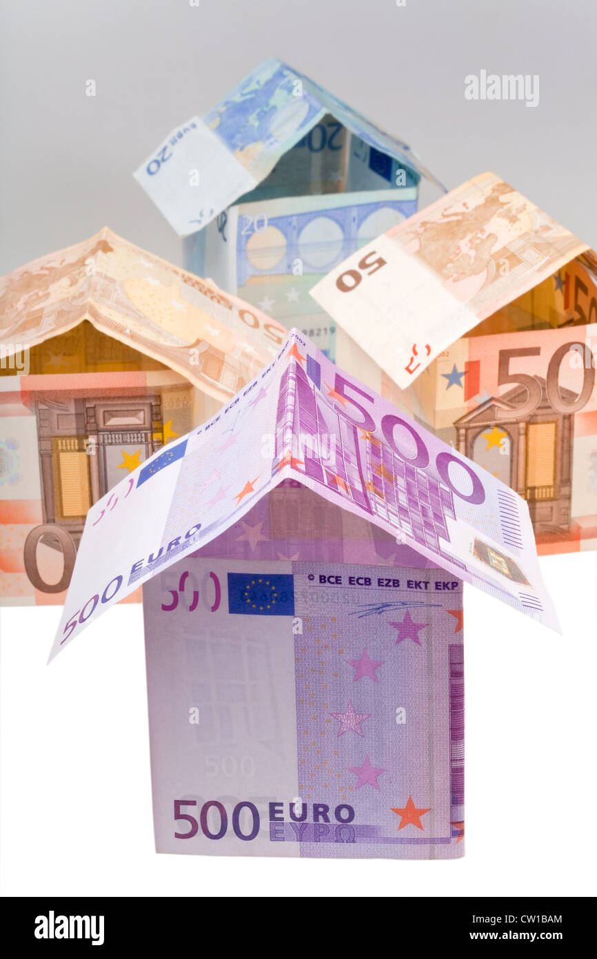 expensive houses from euro banknotes Stock Photo - Alamy