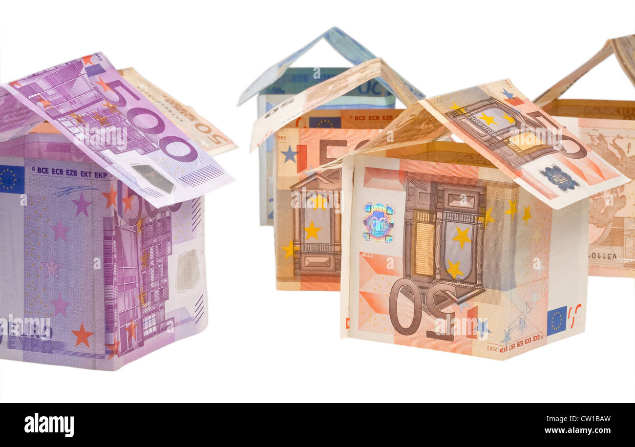 expensive houses from euro banknotes Stock Photo - Alamy