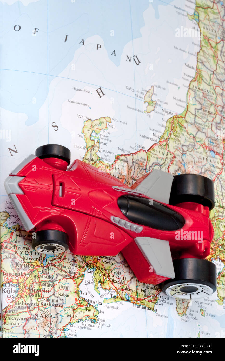 traveling by car on world map Stock Photo - Alamy