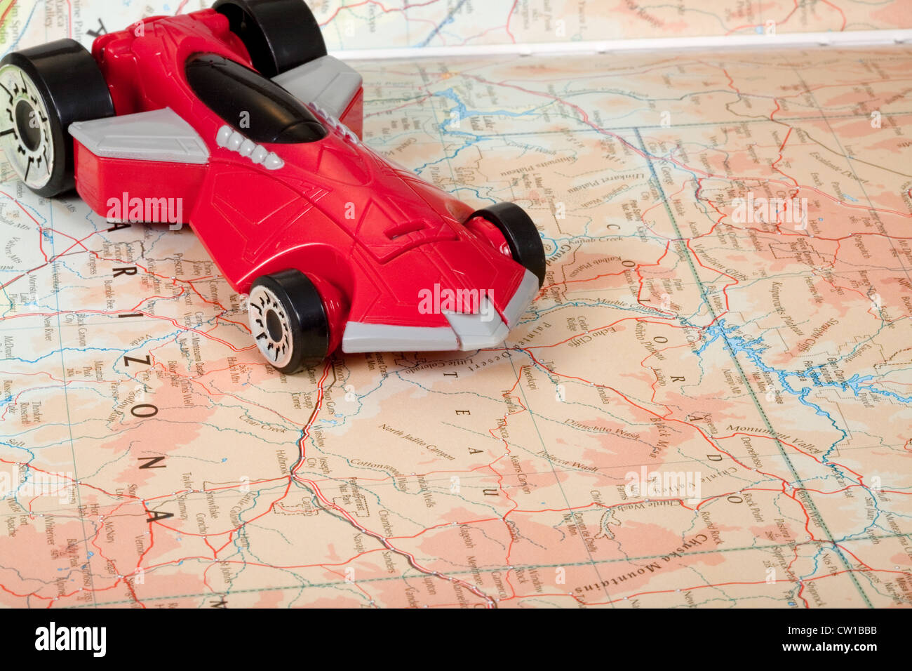 traveling by car on world map Stock Photo - Alamy