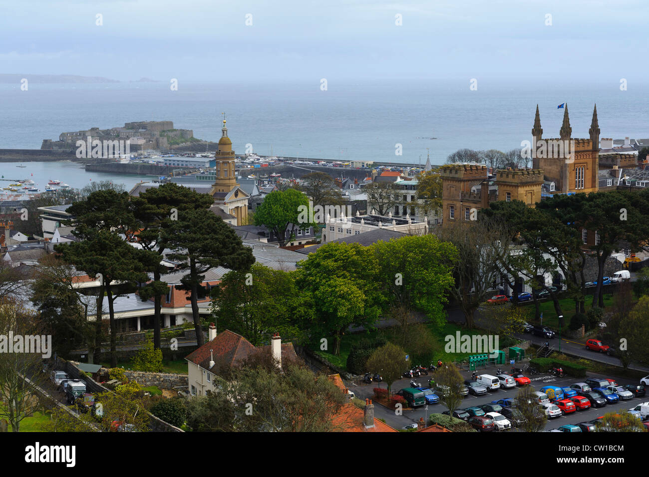 View from Victoria Tower in St. Peter Port, Isle of Guernsey, Channel ...
