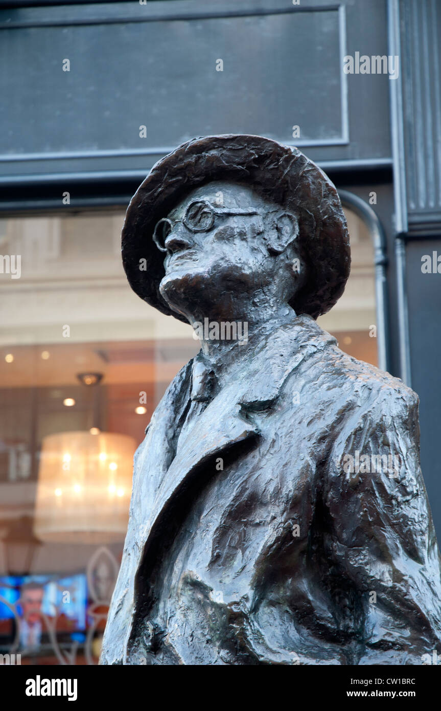 Statue of James Joyce the writer in Dublin the capital city of Ireland ...