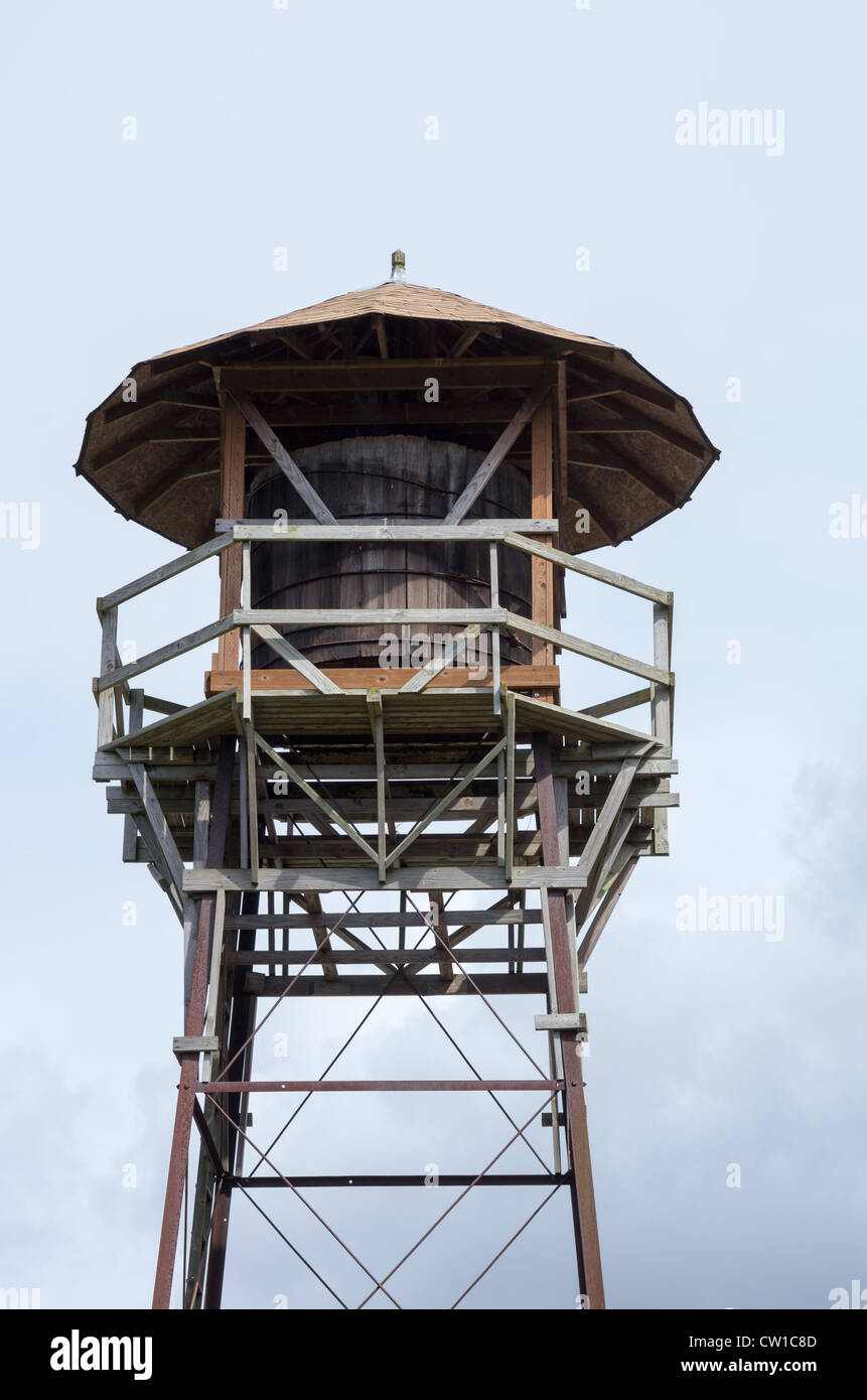 Tall water tower or tank with wood roof Stock Photo - Alamy