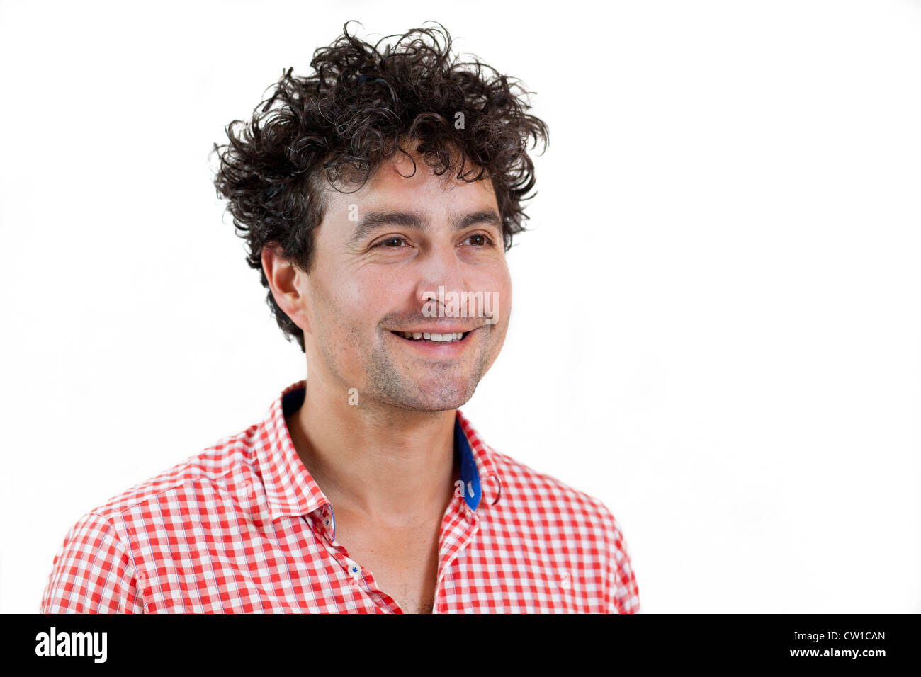 Young cute man smiling, isolated on white background Stock Photo - Alamy