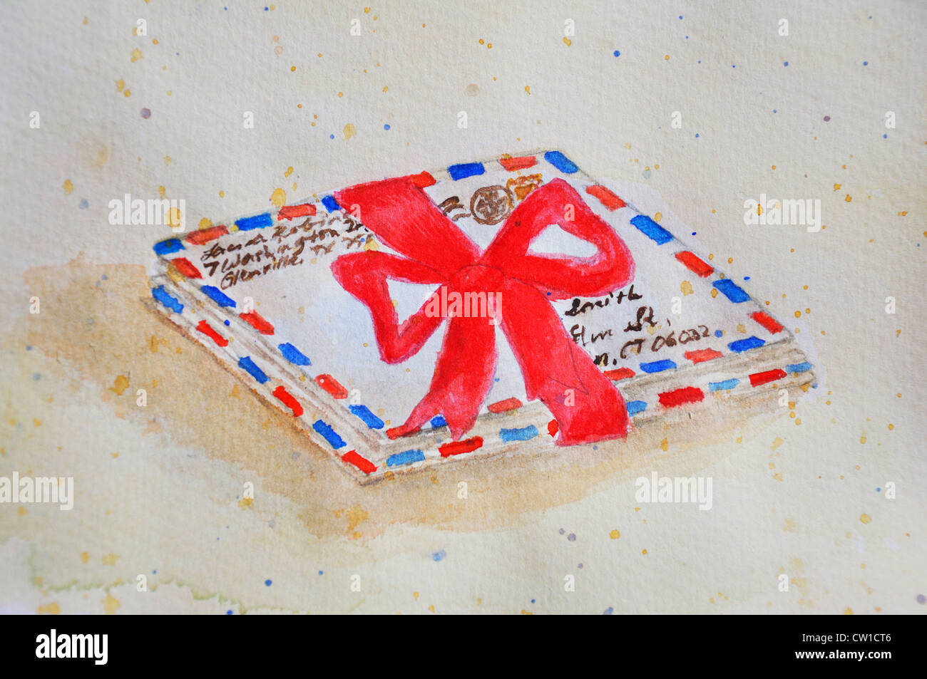 Watercolor painting of letters Stock Photo - Alamy