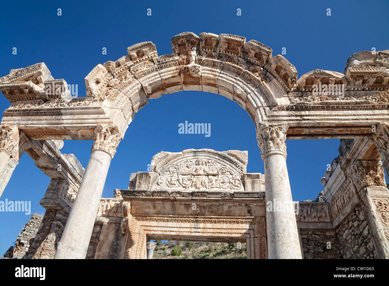 Temple of Hadrian detail, Ephesus, Turkey Stock Photo - Alamy