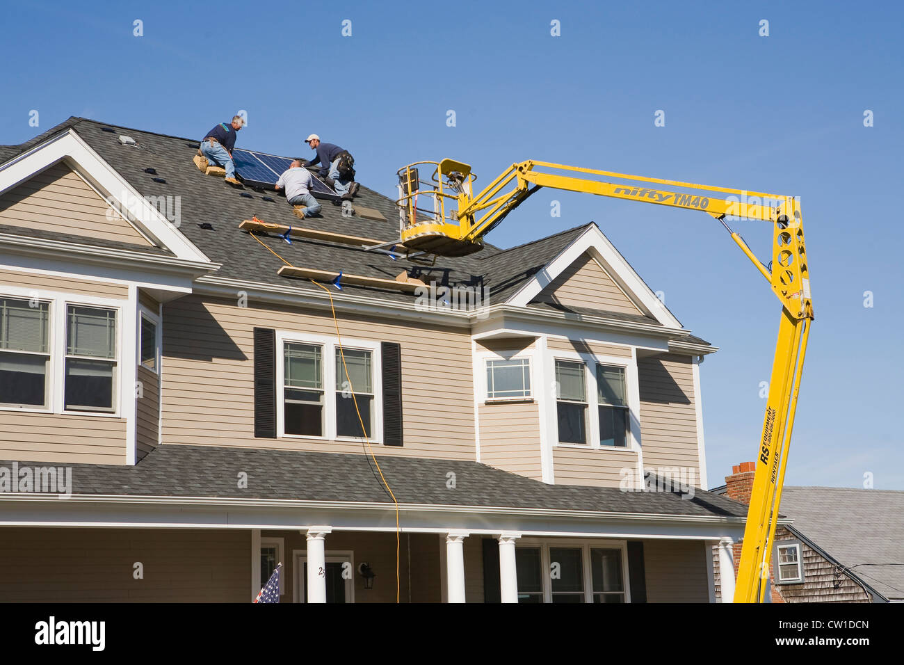 Installation of Solar Panels on Residential Home Stock Photo - Alamy