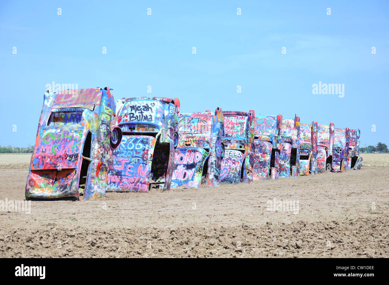 Cadillac Ranch along the historic Route 66, Amarillo, Texas, USA Stock ...