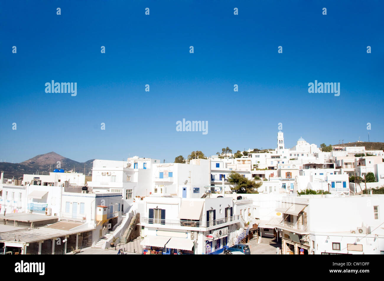 panorama view of capital buildings church Adamas Milos Cyclades Greek ...