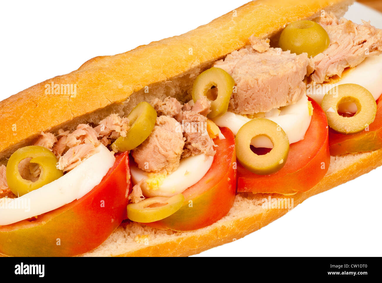 Healthy sub stuffed with tuna and vegetables Stock Photo - Alamy