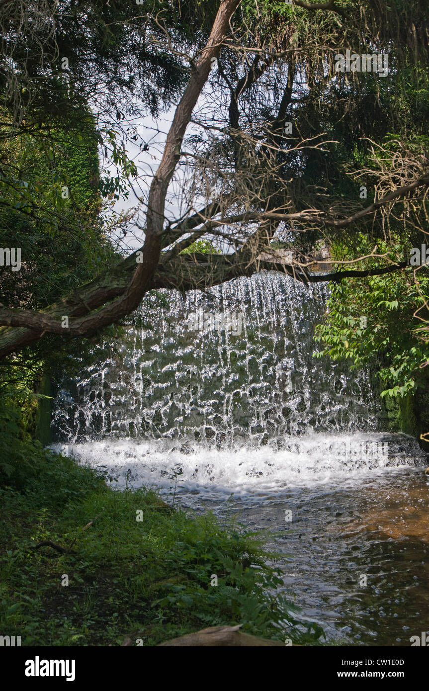Waterfall in the grounds at Newstead Abbey, Nottingham, England, UK ...