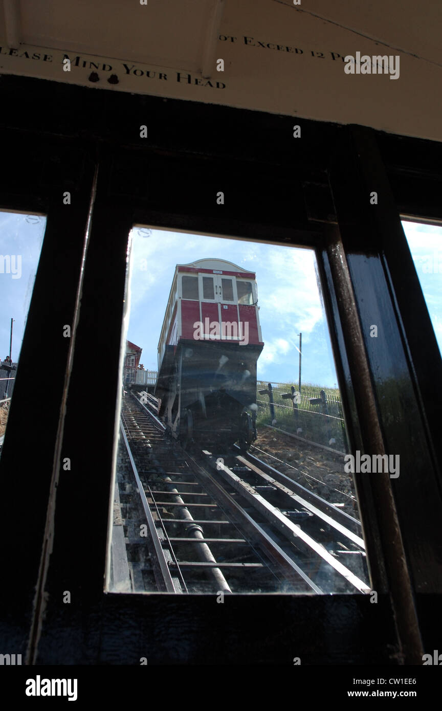 Saltburn Victorian waterbalance cliff lift Stock Photo - Alamy
