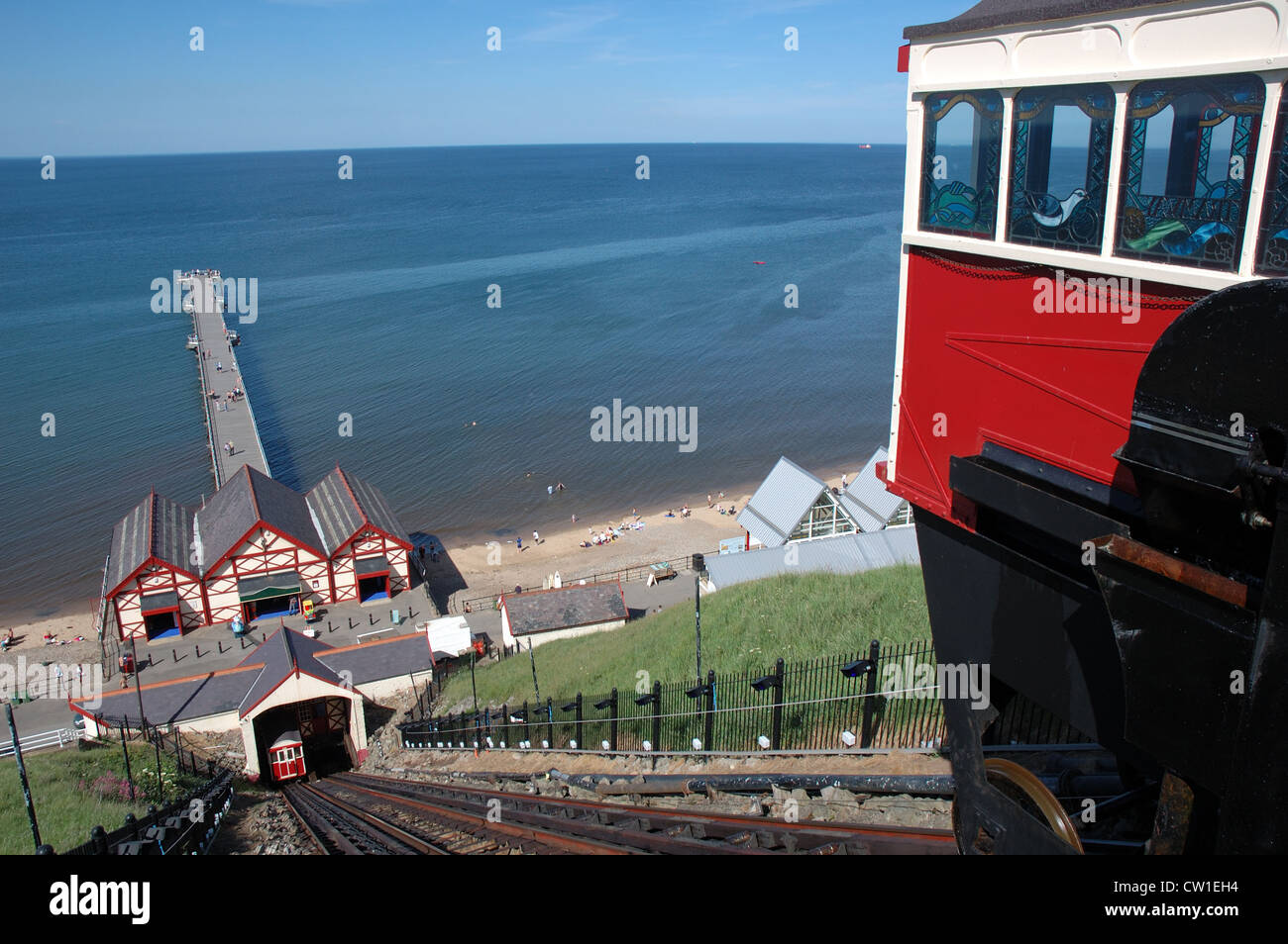 Saltburn Victorian waterbalance cliff lift Stock Photo - Alamy