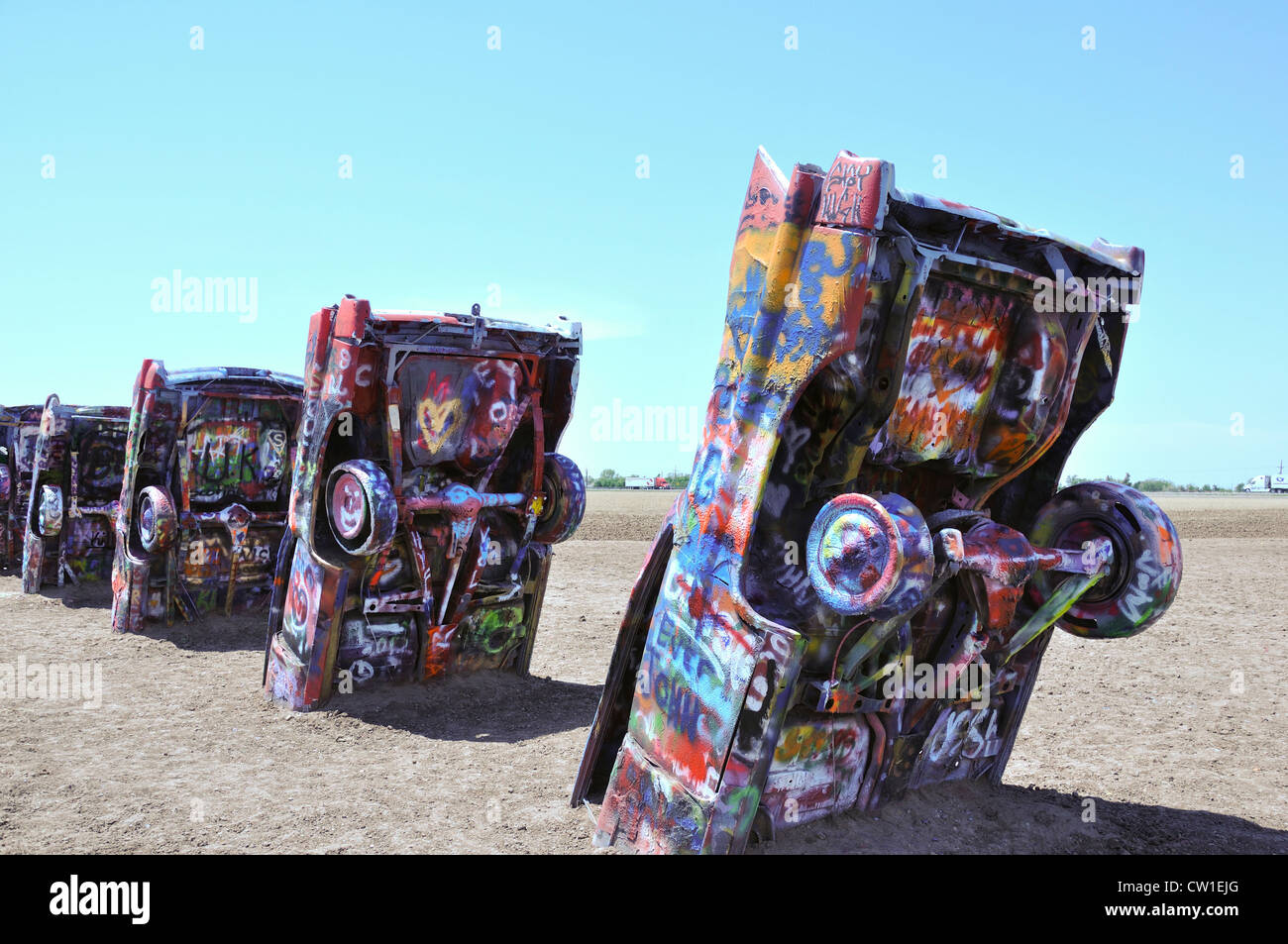 Cadillac Ranch along the historic Route 66, Amarillo, Texas, USA Stock ...
