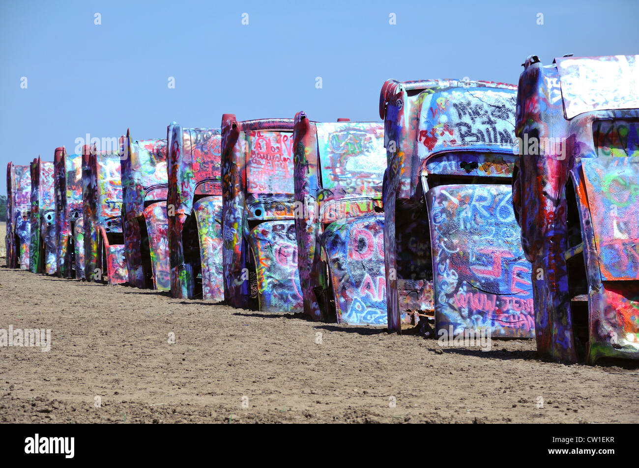Cadillac Ranch along the historic Route 66, Amarillo, Texas, USA Stock ...