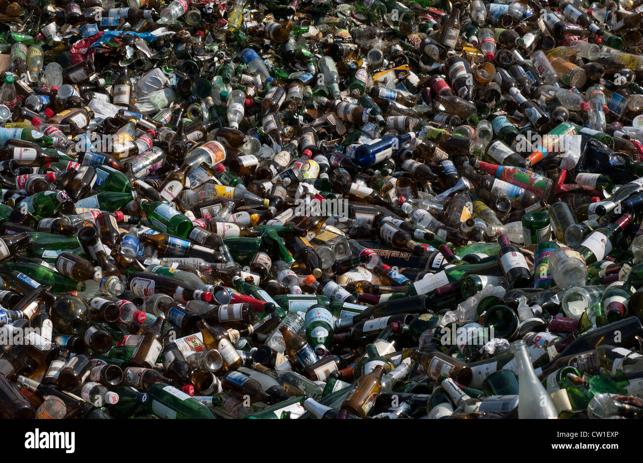 Glass bottles for recycling Stock Photo - Alamy