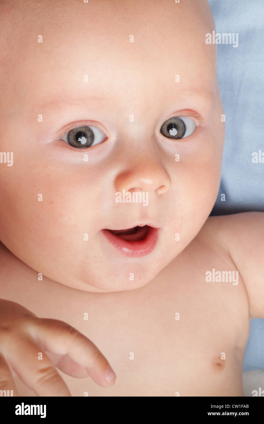 portrait of 6 months male child baby boy in blue eye Stock Photo - Alamy