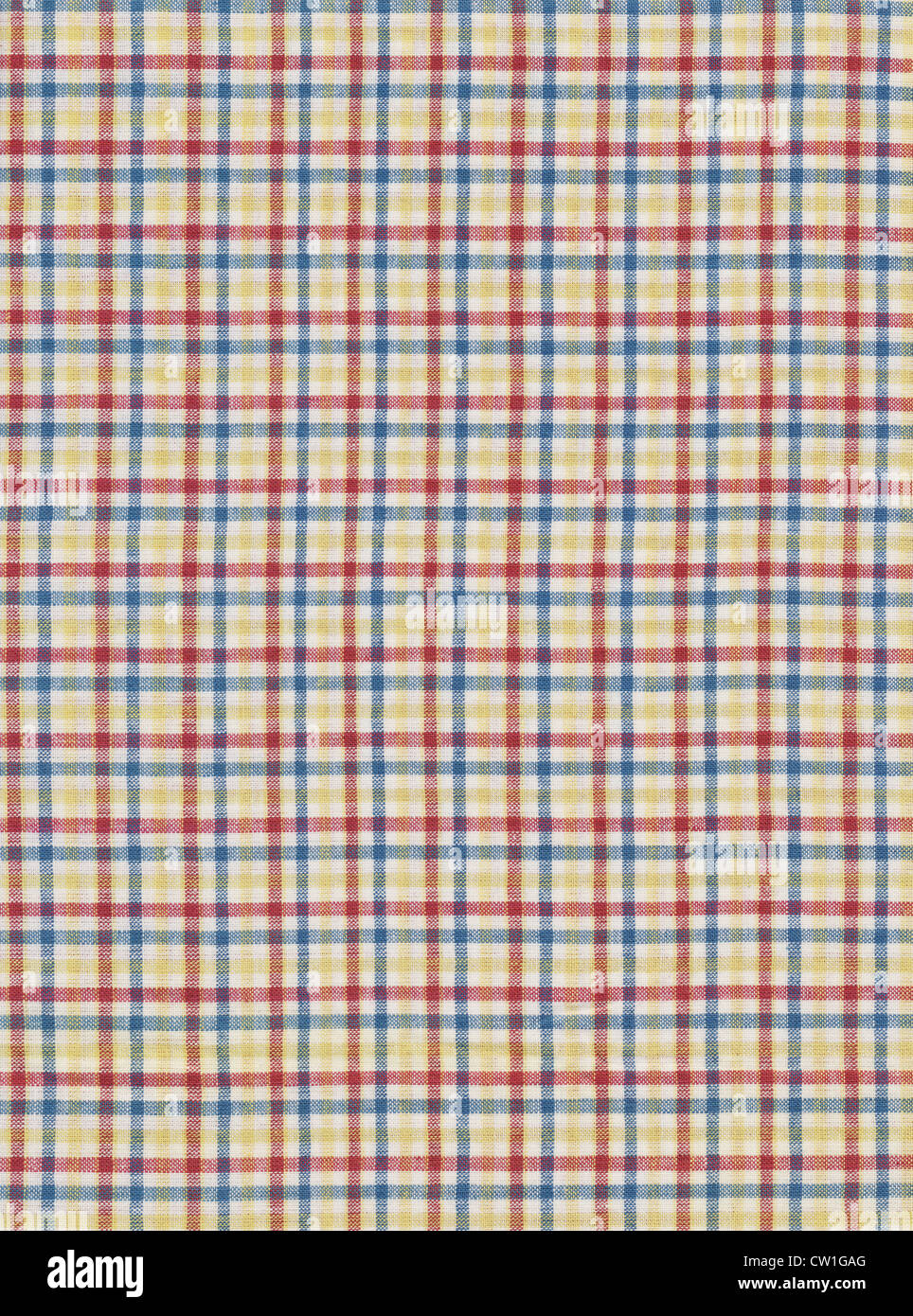 Red white blue and yellow plaid gingham fabric background Stock Photo ...