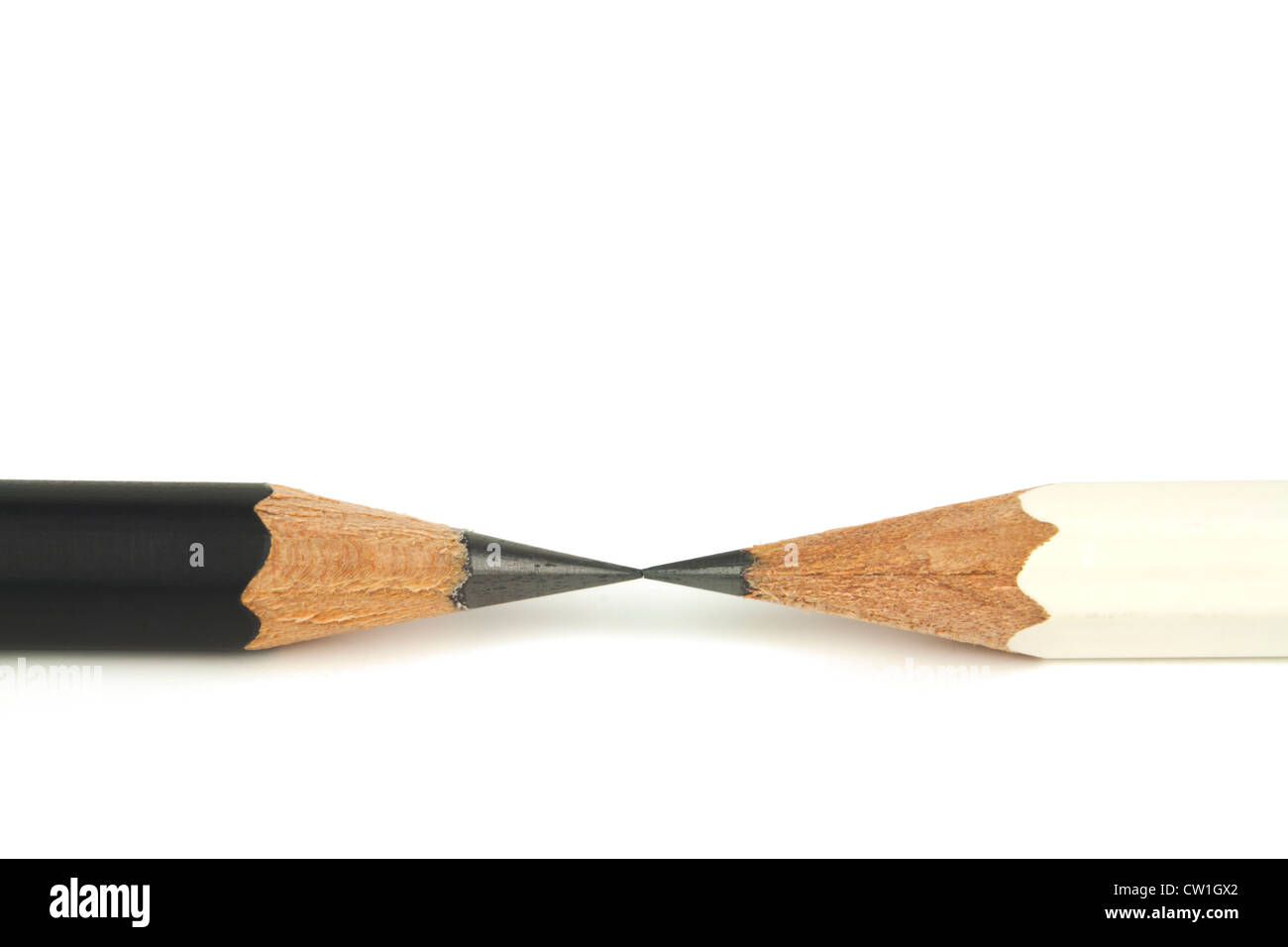 Black and white sharp pencils isolated on white background with copy ...