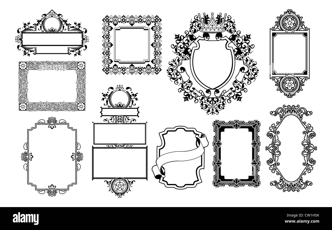 A set of decorative frame graphic design elements Stock Photo - Alamy