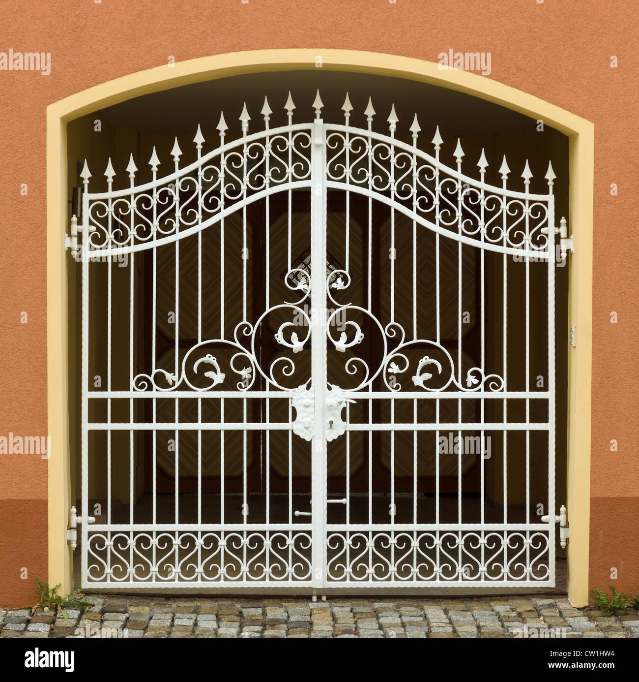 Openwork metal gate Stock Photo - Alamy