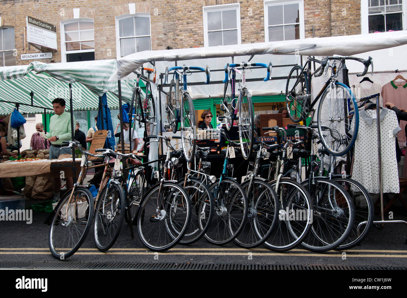 Hackney. Broadway market. Stall selling bicycles Stock Photo - Alamy