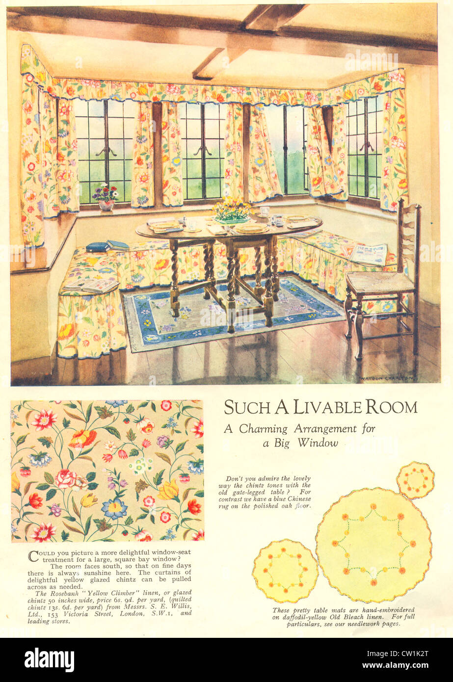 Advertisement for interior decoration and furnishing of a living room ...