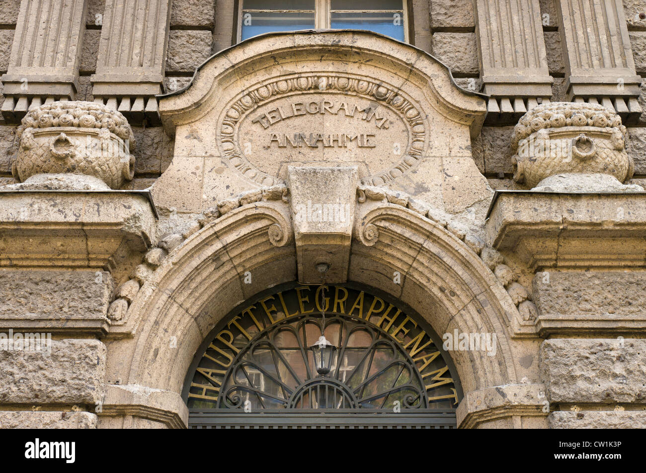 Entrance to the building of the Central Telegraph. Berlin. Germany. At ...