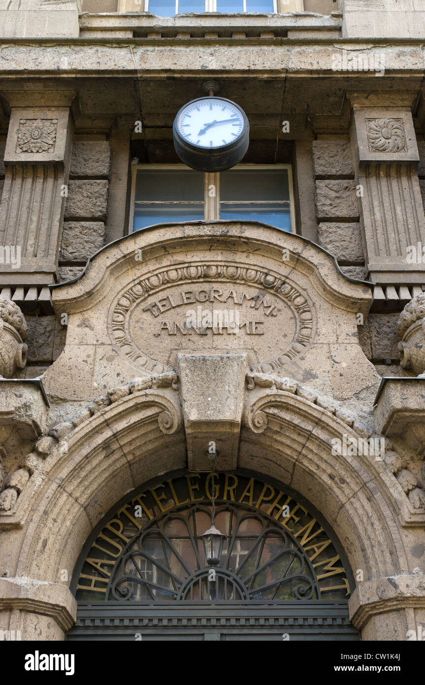 Entrance to the building of the Central Telegraph. Berlin. Germany. At ...