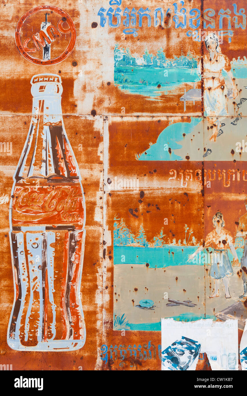 Rusty Coca Cola land mine awareness billboard - Kampot Province ...