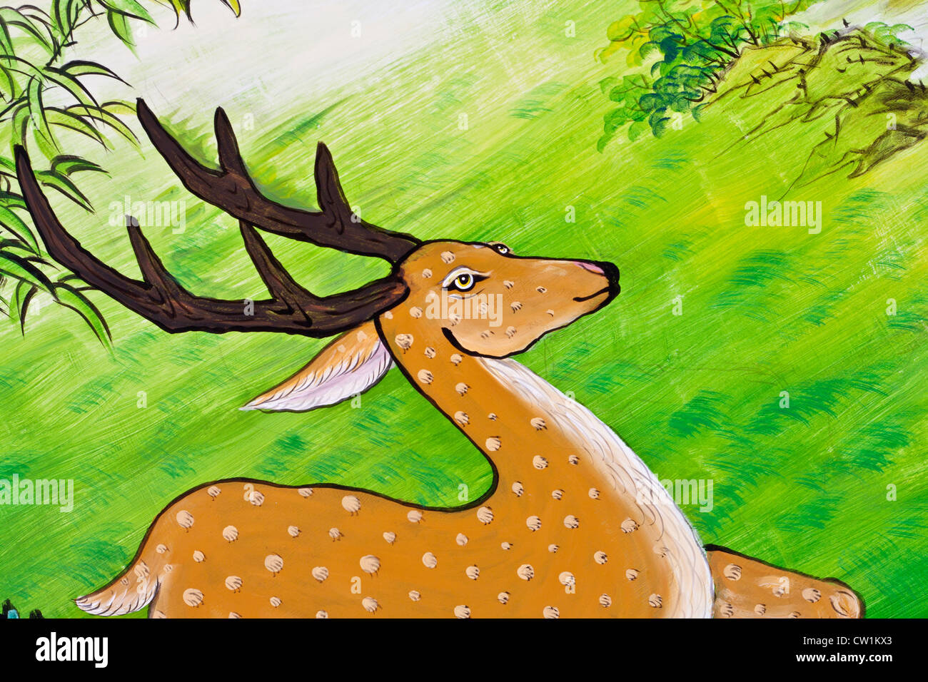 deer painting, the color is painted onto the cement Stock Photo - Alamy