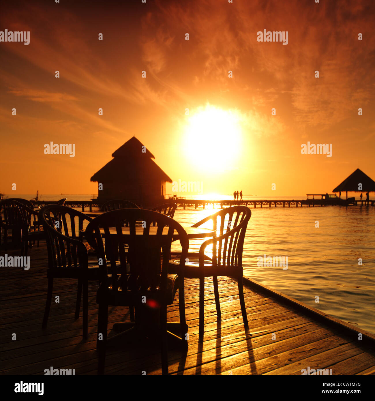 tropical cafe on the sunset Stock Photo - Alamy