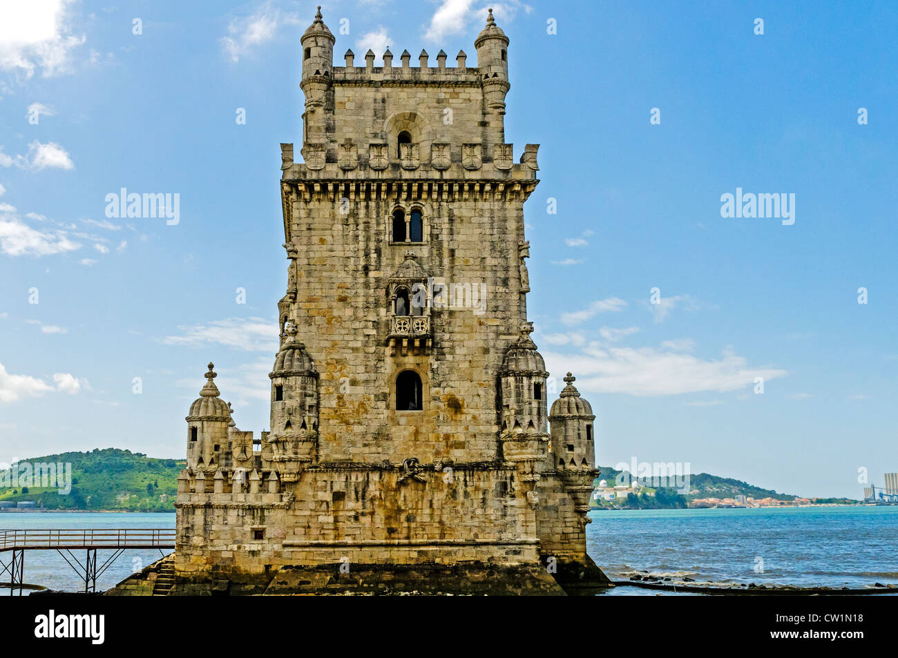 The iconic limestone facade of the 16th century four storey tower and ...