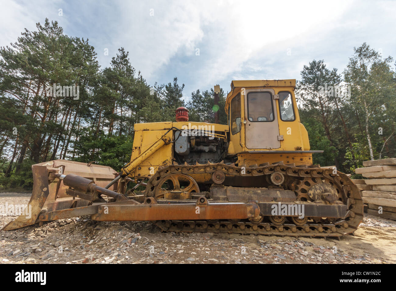 digger, heavy duty construction equipment parked at work site Stock ...