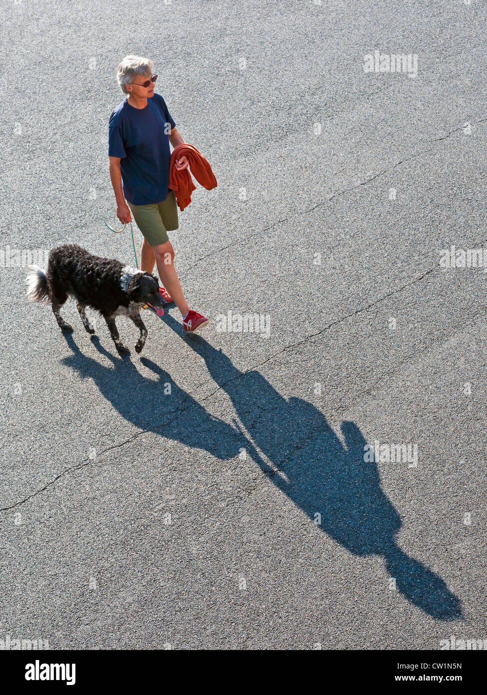 Woman walking across road hi-res stock photography and images - Alamy