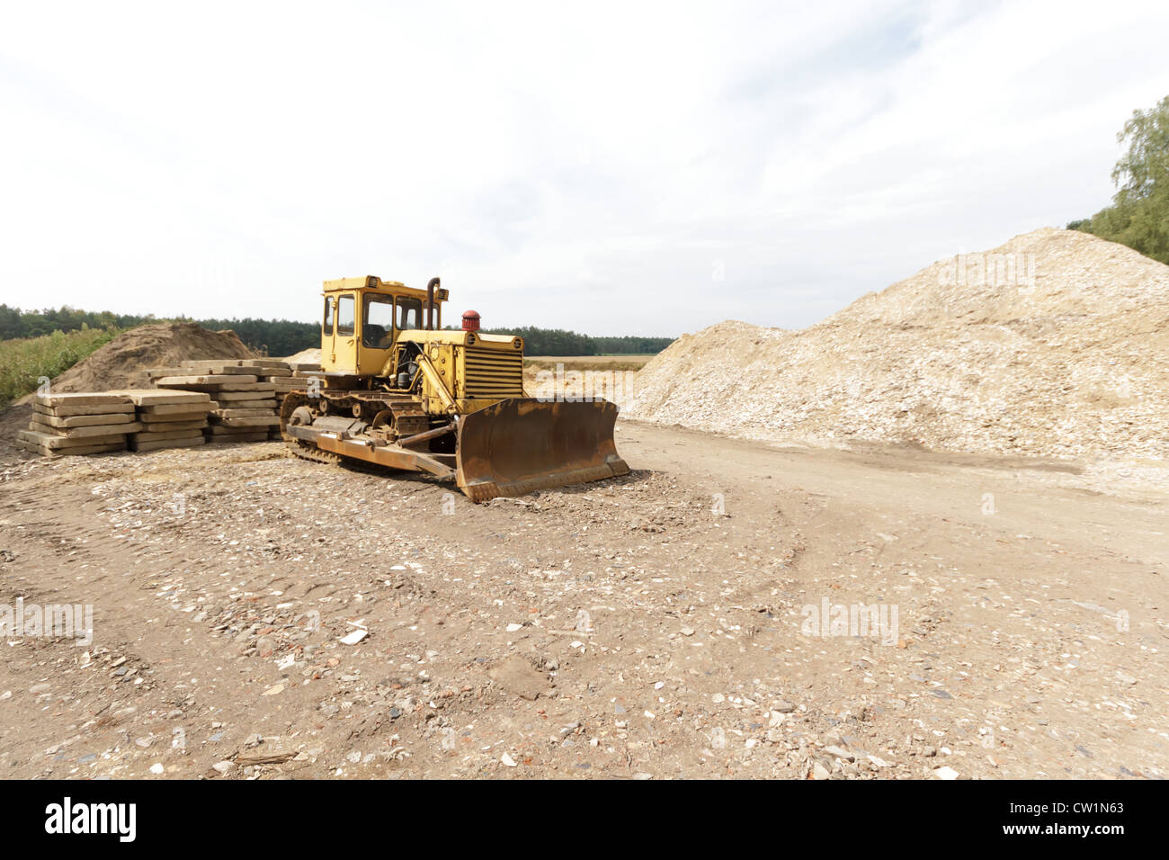 digger, heavy duty construction equipment parked at work site Stock ...