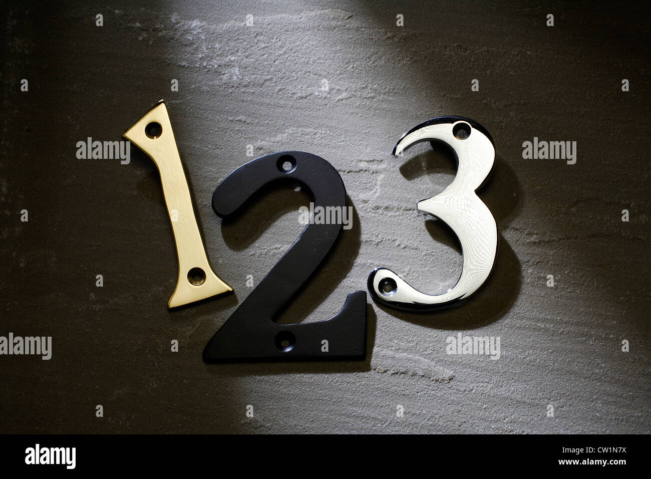 Numbers 1,2,3 under bright light, studio shot Stock Photo - Alamy