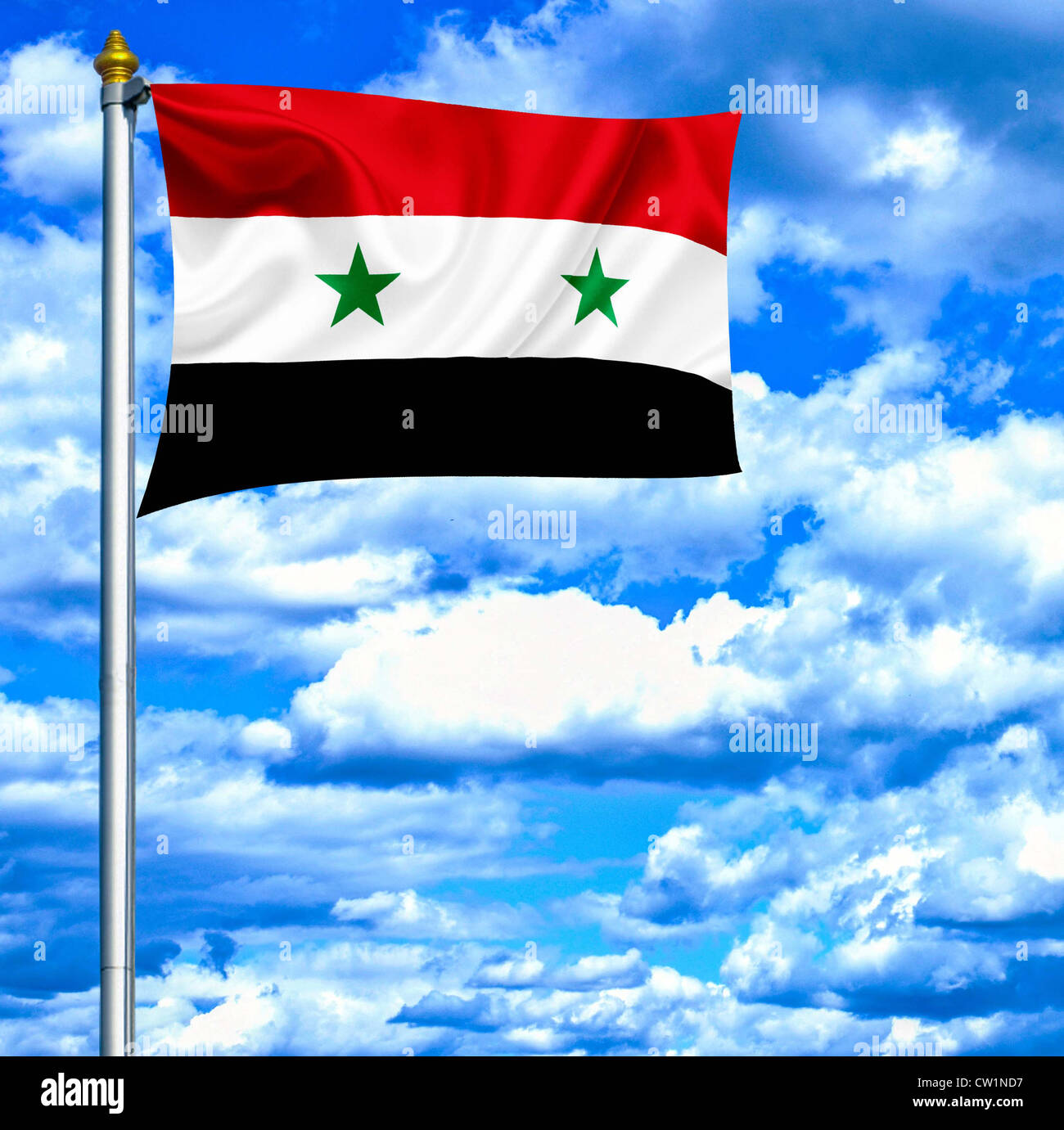 Syria waving flag against blue sky Stock Photo - Alamy