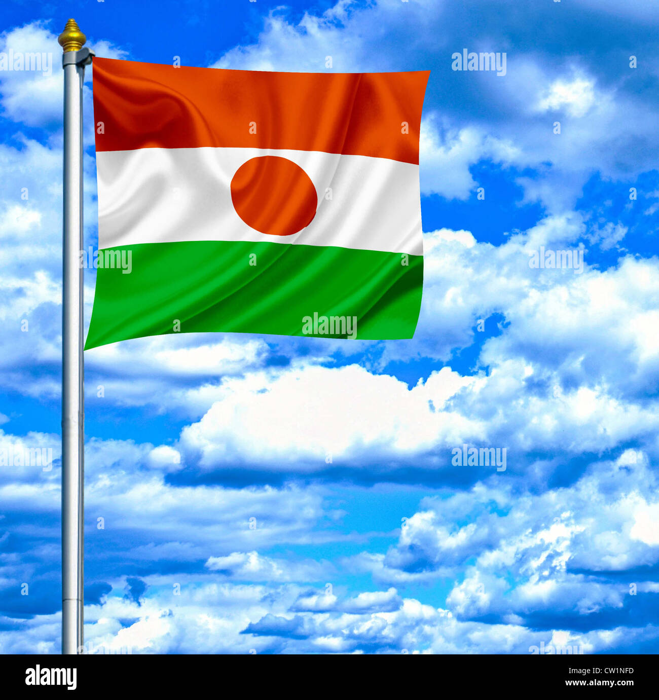 Niger waving flag against blue sky Stock Photo - Alamy