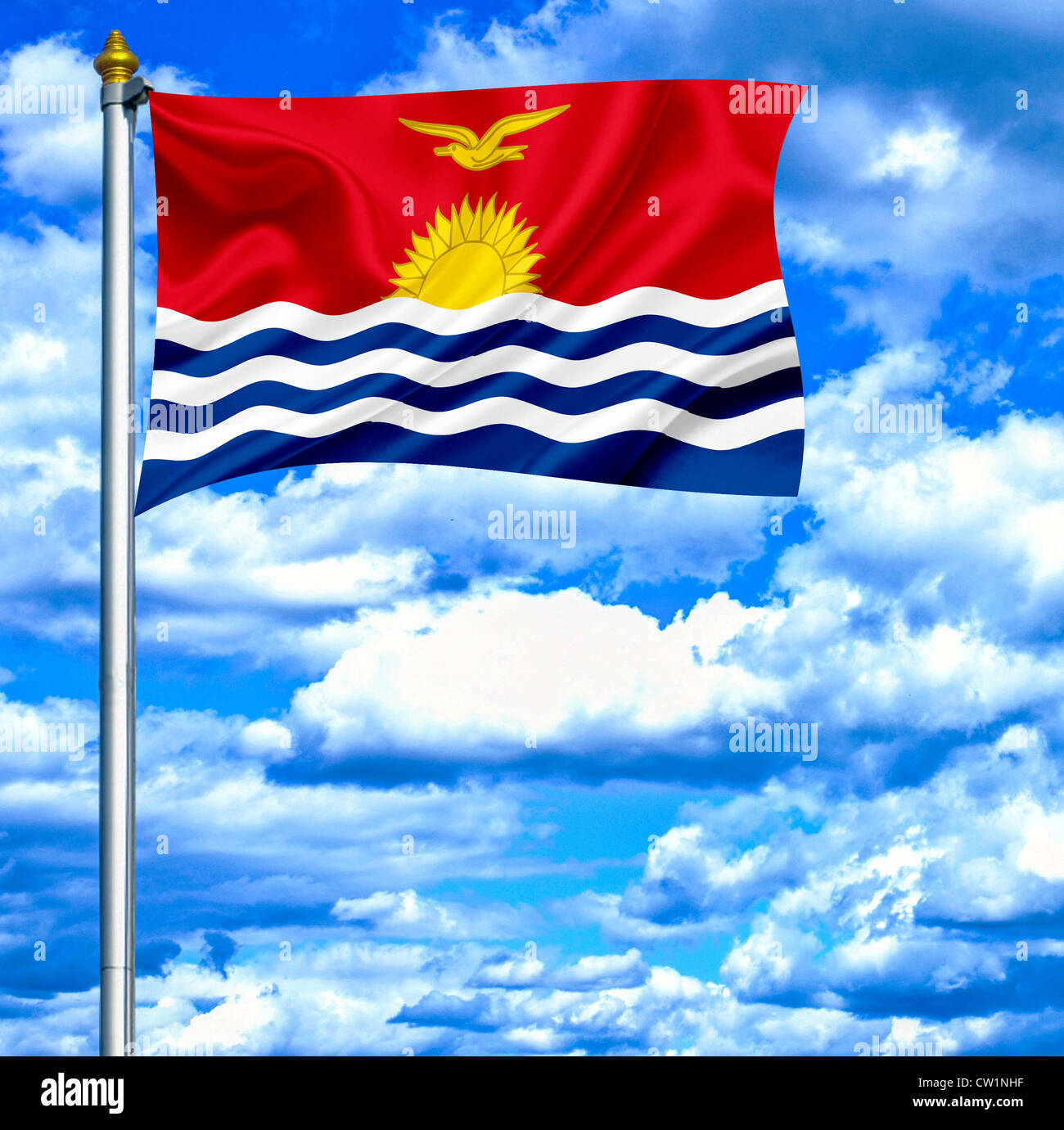 Kiribati waving flag against blue sky Stock Photo - Alamy