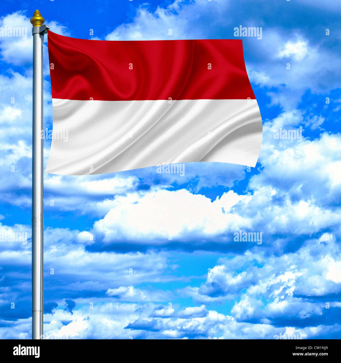 Indonesia waving flag against blue sky Stock Photo - Alamy