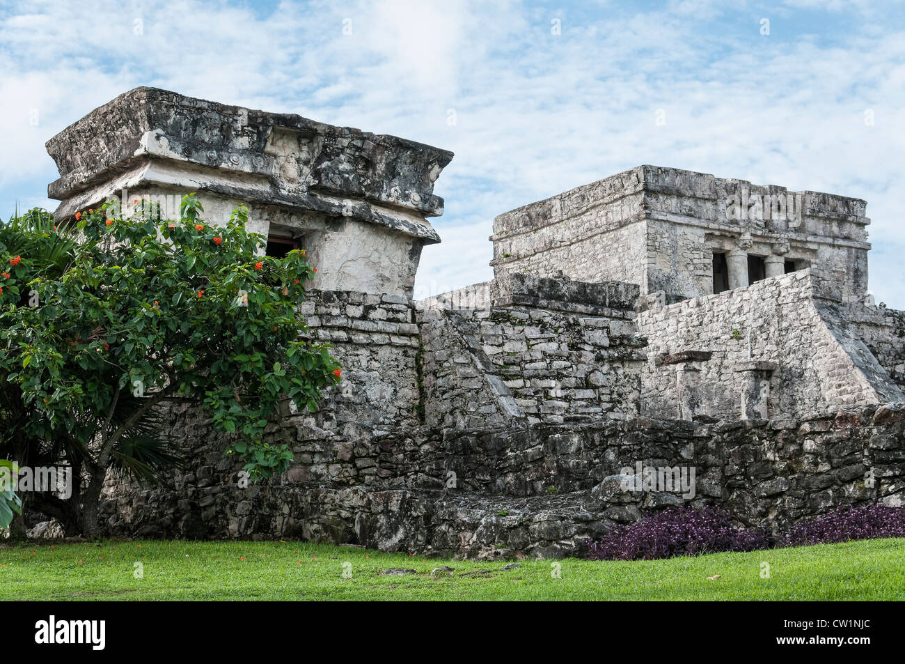Templo del Dios Descendente sign, Tulum Maya archaeological site, Tulum ...