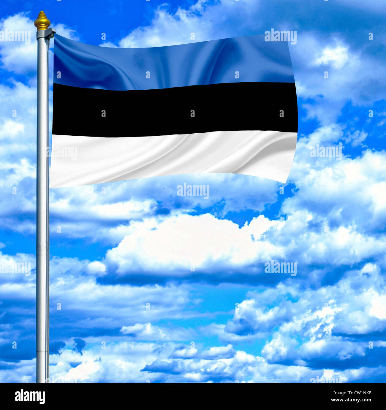 Estonia waving flag against blue sky Stock Photo - Alamy