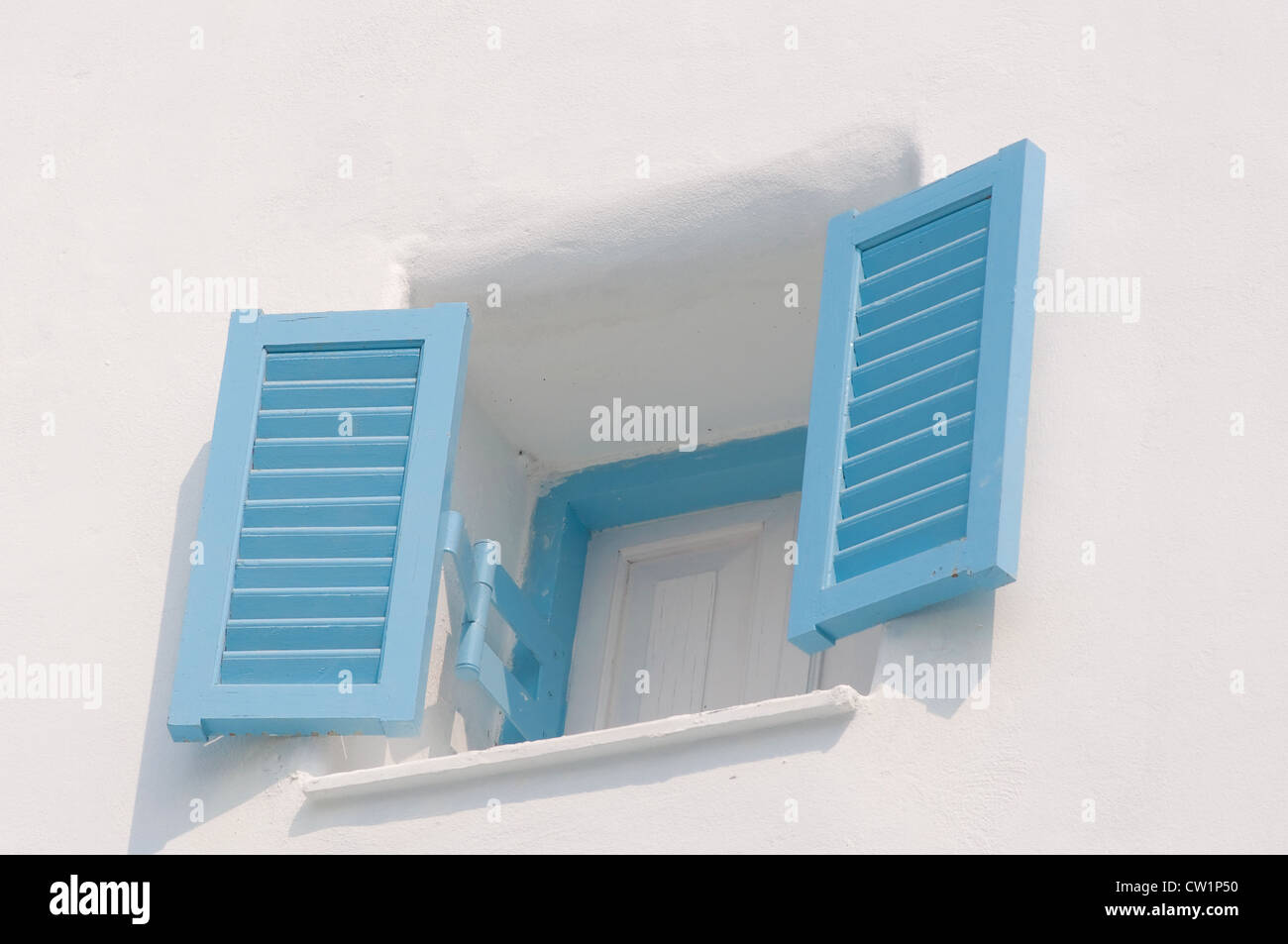blue vintage windows in Greek Style Stock Photo - Alamy