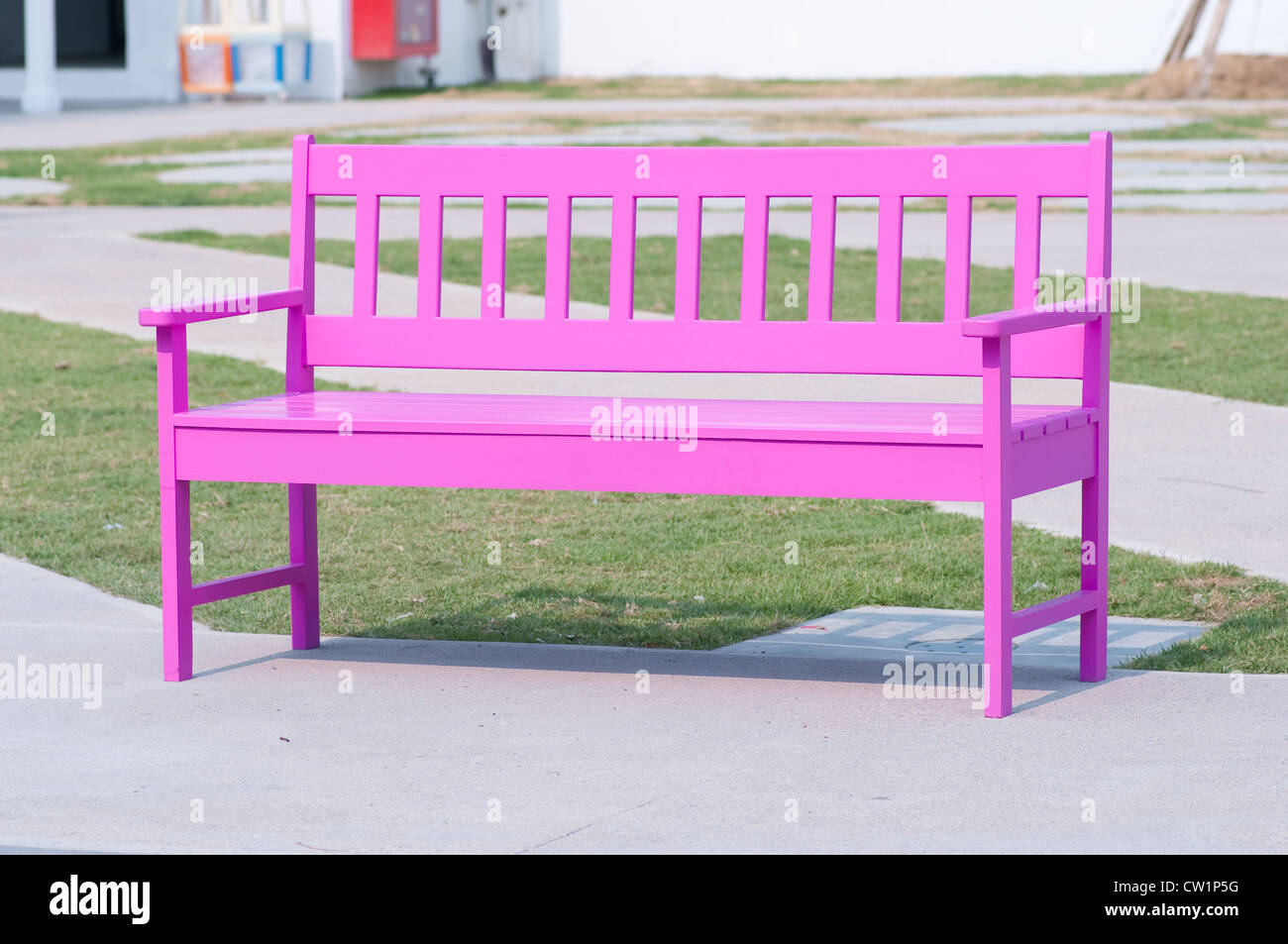 pink street chair in the park Stock Photo - Alamy