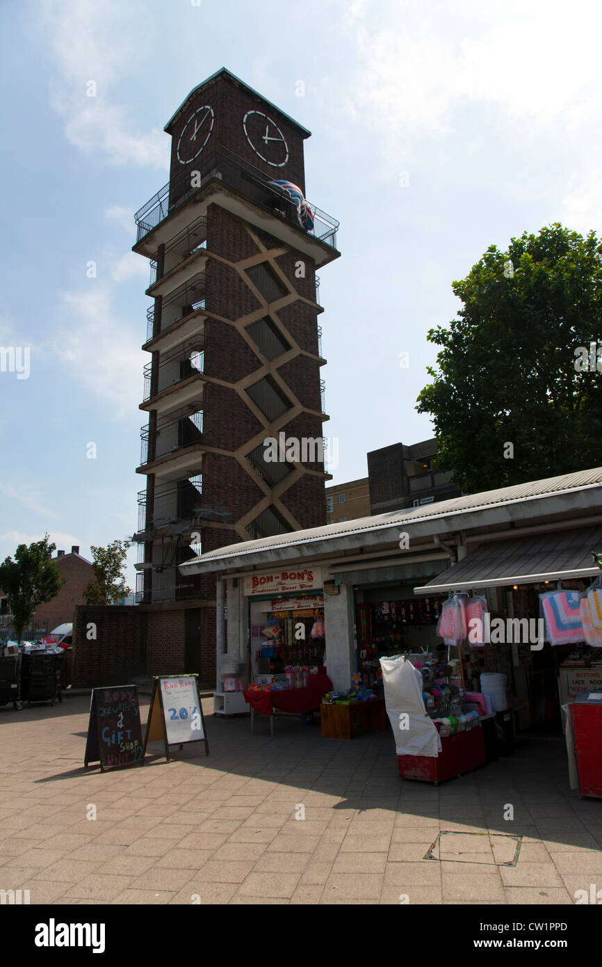 Clock Tower at Chrisp Street Market, Poplar, Tower Hamlets, London ...