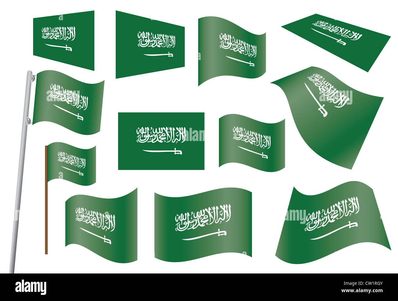 set of flags of Saudi Arabia illustration Stock Photo - Alamy