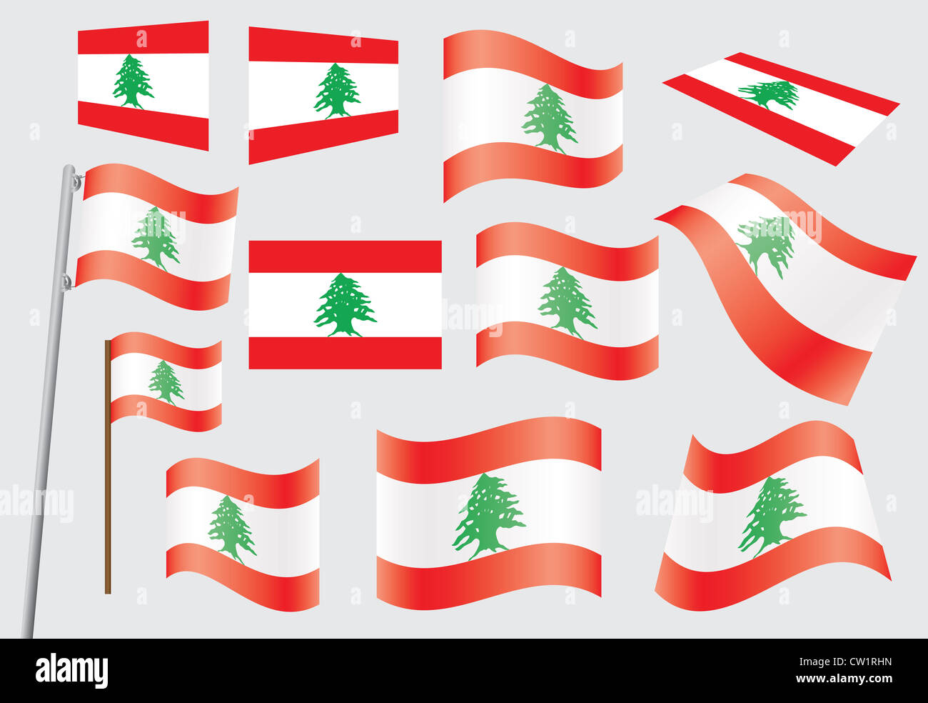 set of flags of Lebanon illustration Stock Photo - Alamy