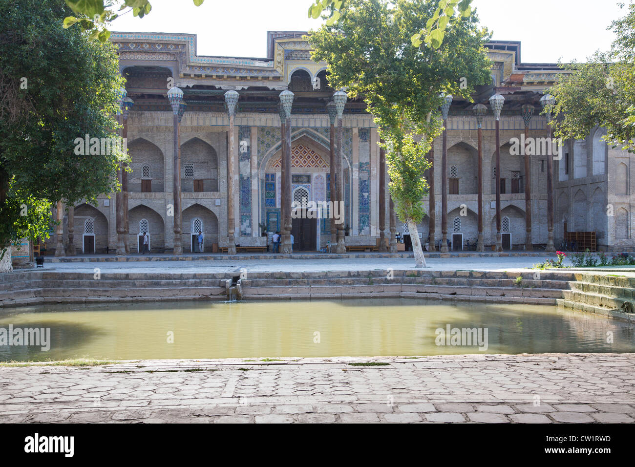 wooden porch of Bala Hauz Mosque, Bukhara, Uzbekistan Stock Photo - Alamy