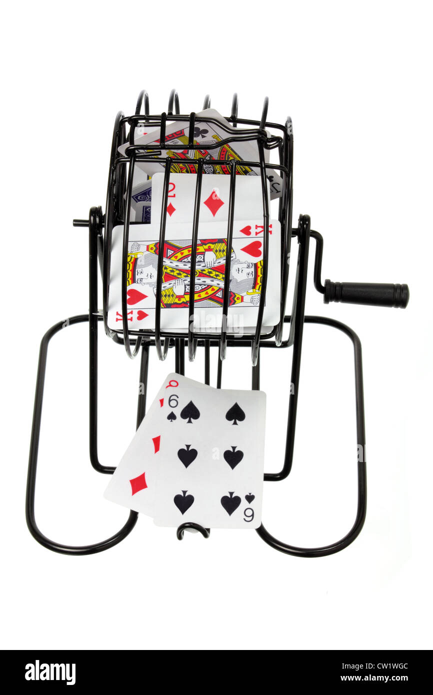 Bingo Game Cage with Playing Cards Stock Photo - Alamy